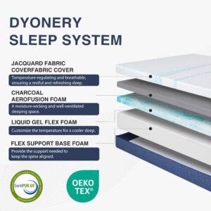 Dyonery Twin XL Mattress 12 Inch Charcoal Memory Foam Mattress in a Box Fiberglass Free,CertiPUR-US Certified Gel Mattress Made in USA, 80" × 38" × 12", Medium