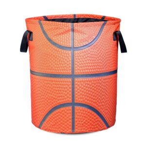 basketball texture laundry basket ball foldable waterproof oxford cloth funny tote bag laundry hamper clothes storage bucket toy organizer for bathroom/laundry storage/bedroom 17.7x13.7 inch