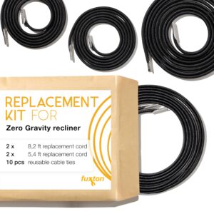 fuxton zero gravity bungee all in replacement kit, replacement cord for zero gravity chair, outdoor recliner, patio furniture repair kit, 4 cords - black