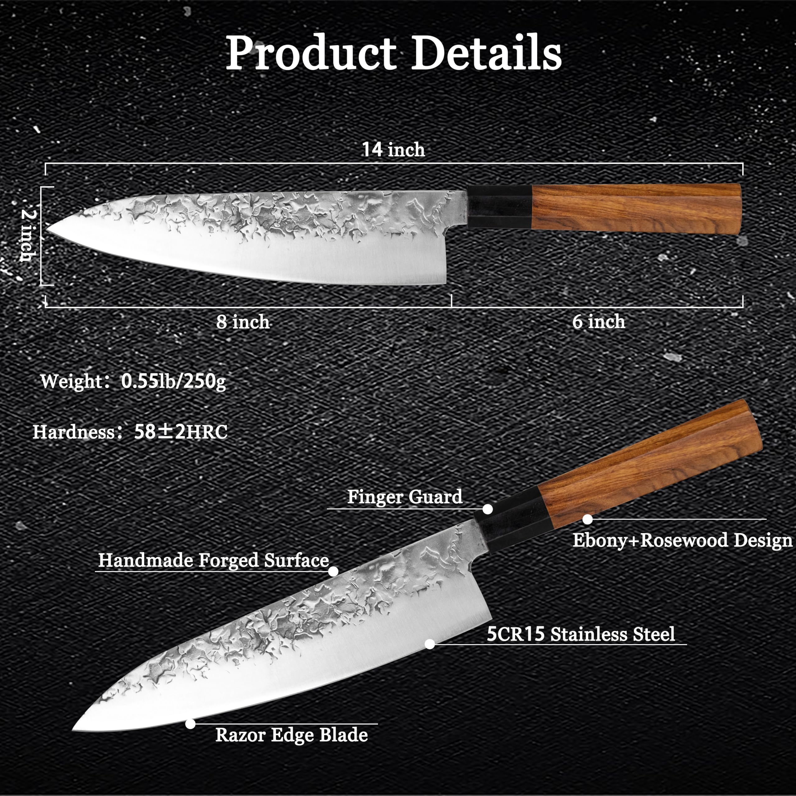 Dawdle 8 inch Chef's Knife Japanese knife High Carbon Stainless Steel Sharp Kitchen knife Cooking Knife Professional Chefs Knife for Kitchen Sushi Knife With Sheath