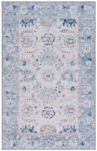 safavieh tucson collection area rug - 4' x 6', blue & beige, oriental design, machine washable ideal for high traffic areas in living room, bedroom, dining (tsn908m-4)