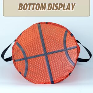 Basketball Texture Laundry Basket Ball Foldable Waterproof Oxford Cloth Funny Tote Bag Laundry Hamper Clothes Storage Bucket Toy Organizer For Bathroom/Laundry Storage/Bedroom 17.7x13.7 Inch