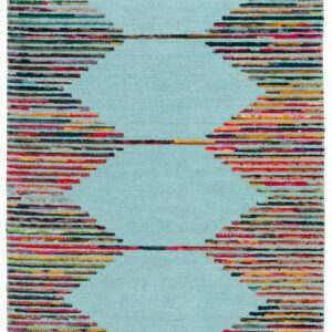 SAFAVIEH Nantucket Collection Area Rug - 6' x 9', Teal & Red, Handmade Cotton & Wool, Boho Design, Ideal for The Living Room, Bedroom, Dining Room (NAN605W-6)