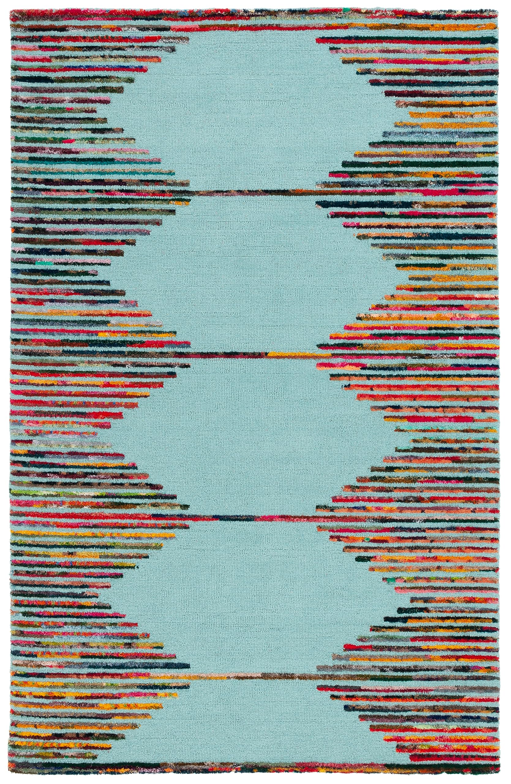 SAFAVIEH Nantucket Collection Area Rug - 6' x 9', Teal & Red, Handmade Cotton & Wool, Boho Design, Ideal for The Living Room, Bedroom, Dining Room (NAN605W-6)