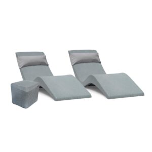 Aqua Outdoors in-Pool Chaise Set - Two Chaises - Two Headrest Pillows and One in Pool Side Table - for ledges up to 9" inches (Grey Granite-Grey)