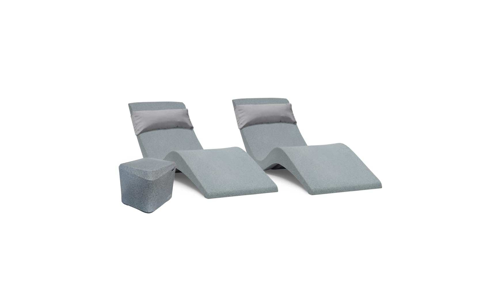 Aqua Outdoors in-Pool Chaise Set - Two Chaises - Two Headrest Pillows and One in Pool Side Table - for ledges up to 9" inches (Grey Granite-Grey)