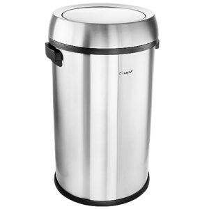 elama 65 liter large 17 gallon swing lid stainless steel cylindrical trash bin