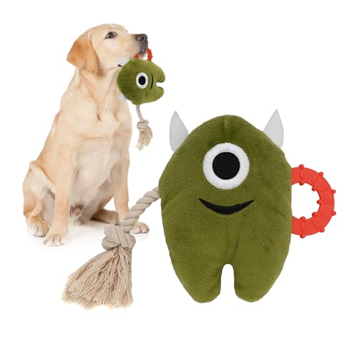 Onmygogo Large Dog Squeaky Chew Toys, Stuffed Plush Dog Toys for Aggressive Chewers Durable Tug of War Rope Toys Puppy Toys for Small, Medium, Large Breed Monster Toys(Blue) (Green)