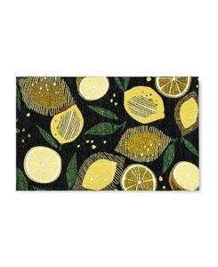 town & country luxe livie fresh lemon everwash™ washable multi-use decorative rug, kitchen rug, low-profile door mat, bedroom rug and dorm room rug with non-slip backing, black, 24"x40"