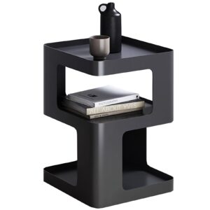 buzuey side table,modern end table,black metal nightstand,bedside tables,accent table with storage for living room bedroom entryway couch,no assembly required,unique furniture.