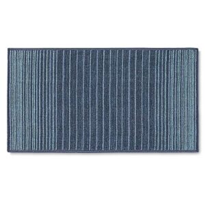 town & country basics layne modern stripe everwash™ washable area rug with non-slip backing, pet friendly rug, navy blue/blue, 20"x35"