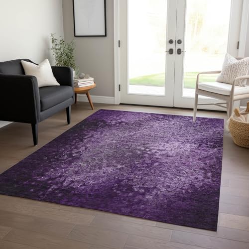 Addison Rugs Chantille ACN565 Purple 5' x 7'6 Indoor Outdoor Area Rug, Stain Resistant, Machine Washable, Non Shedding, Bedroom, Living Room, Dining Room, Kitchen Rug