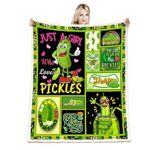 juirnost pickle blanket,just a girl who loves pickles blanket,pickle gifts for pickle lovers,pickles blanket gifts for girl women,funny pickle gifts blanket soft blanket for sofa bed gift 50" x 60"