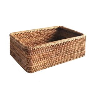 hand-woven wicker storage baskets rattan cube storage bins organizer square wicker storage baskets for shelves pantry organizing decor (large)