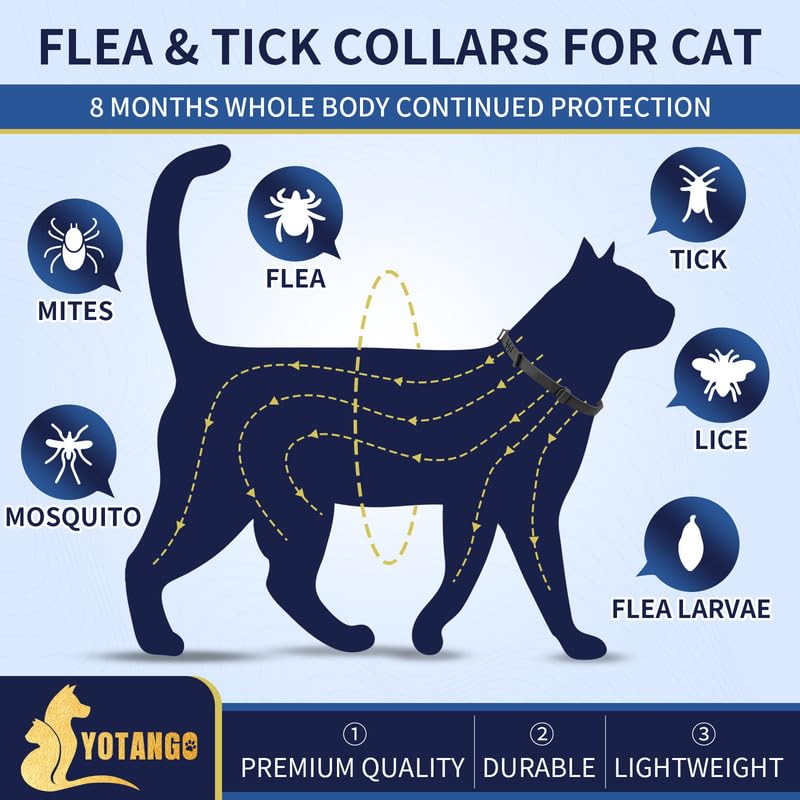 4 Pack Flea Collar for Cats 32Months Flea Tick Prevention for Cats Waterproof Cat Flea Collar Natural Cat Flea Tick Treatment Adjustable Flea Tick Collar for Cats Kittens(Black&Purple)