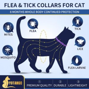 4 Pack Flea Collar for Cats, 32 Months Flea and Tick Prevention for Cats, Waterproof Cat Flea Collar, Natural Cat Flea and Tick Treatment, Adjustable Flea and Tick Collar for Cats Kittens(Grey&Purple)