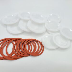 Reusable Canning Lids Bundle Includes 12 Wide and 12 Regular Mouth Tattler Lids and Rings and 24 Dissolvable Sunivale Jar Labels For Use With Hot Water Bath and Pressure Canning Methods Made in USA