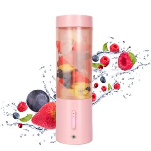 nollam 16 oz portable blender with 6 blades, usb rechargeable, magnetic charging, pink