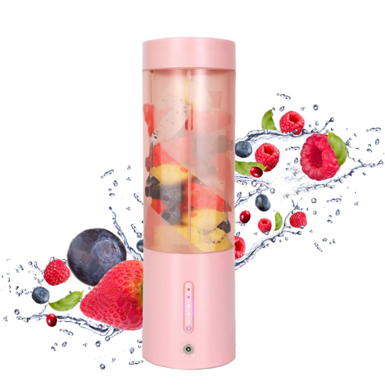 NOLLAM 16 Oz Portable Blender with 6 Blades, USB Rechargeable, Magnetic Charging, Pink