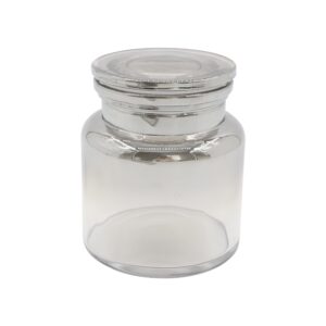 h halston glass storage jar for qtips, cotton balls makeup swabs, hair ties, bathroom accessories for organization, kitchen countertop storage (storage jar)