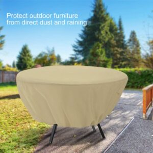 Round Garden Table Cover, 50 Inch Waterproof Round Patio Table Cover, 127 × 58 CM, Dustproof Patio Furniture Covers Tear-Resistant for Outdoor Furniture(Beige)