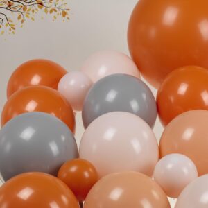 Neutral burnt orange balloon arch kit 130pcs with double stuffed Terracotta orange cream peach gray Balloons for autumn Baby Shower fall Birthday Boho Wedding bride to be decorations