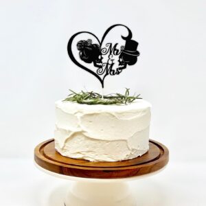 Skull Mr and Mrs Cake Topper,Till Death Do Us Part Skeleton Bride and Groom Cake Decor,Halloween Wedding Party Decorations