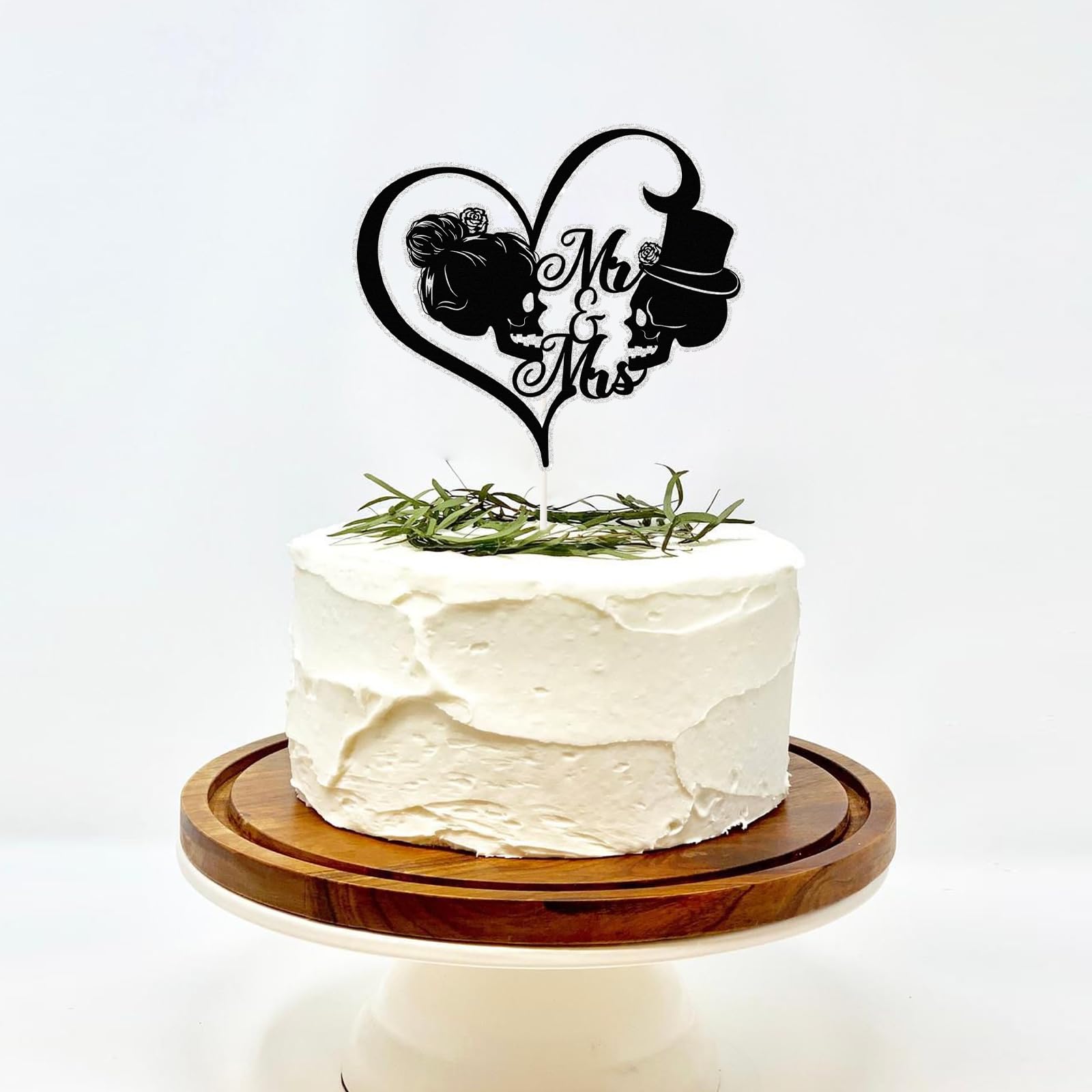 Skull Mr and Mrs Cake Topper,Till Death Do Us Part Skeleton Bride and Groom Cake Decor,Halloween Wedding Party Decorations