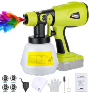 for ryobi paint sprayer cordless paint sprayer compatible with ryobi battery, electric paint sprayer hvlp paint gun with 3 patterns 4 size nozzles for house painting furniture cabinets((tool only))