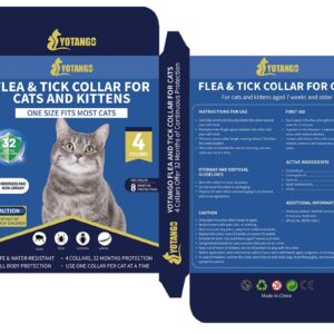 4 Pack Flea Collar for Cats, 32 Months Flea and Tick Prevention for Cats, Waterproof Cat Flea Collar, Natural Cat Flea and Tick Treatment, Adjustable Flea and Tick Collar for Cats Kittens(4 Colors)