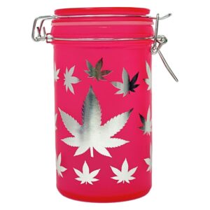 ted miller innovation 6" glass jar with clamping lid (pink/silver leaves