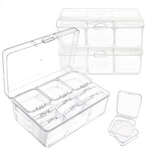 48pcs bead organizer storage boxes,small clear plastic containers box with hinged lid for jewelry,diamonds,diy art craft accessory(2.17 x 2.17 x 0.79 inch)