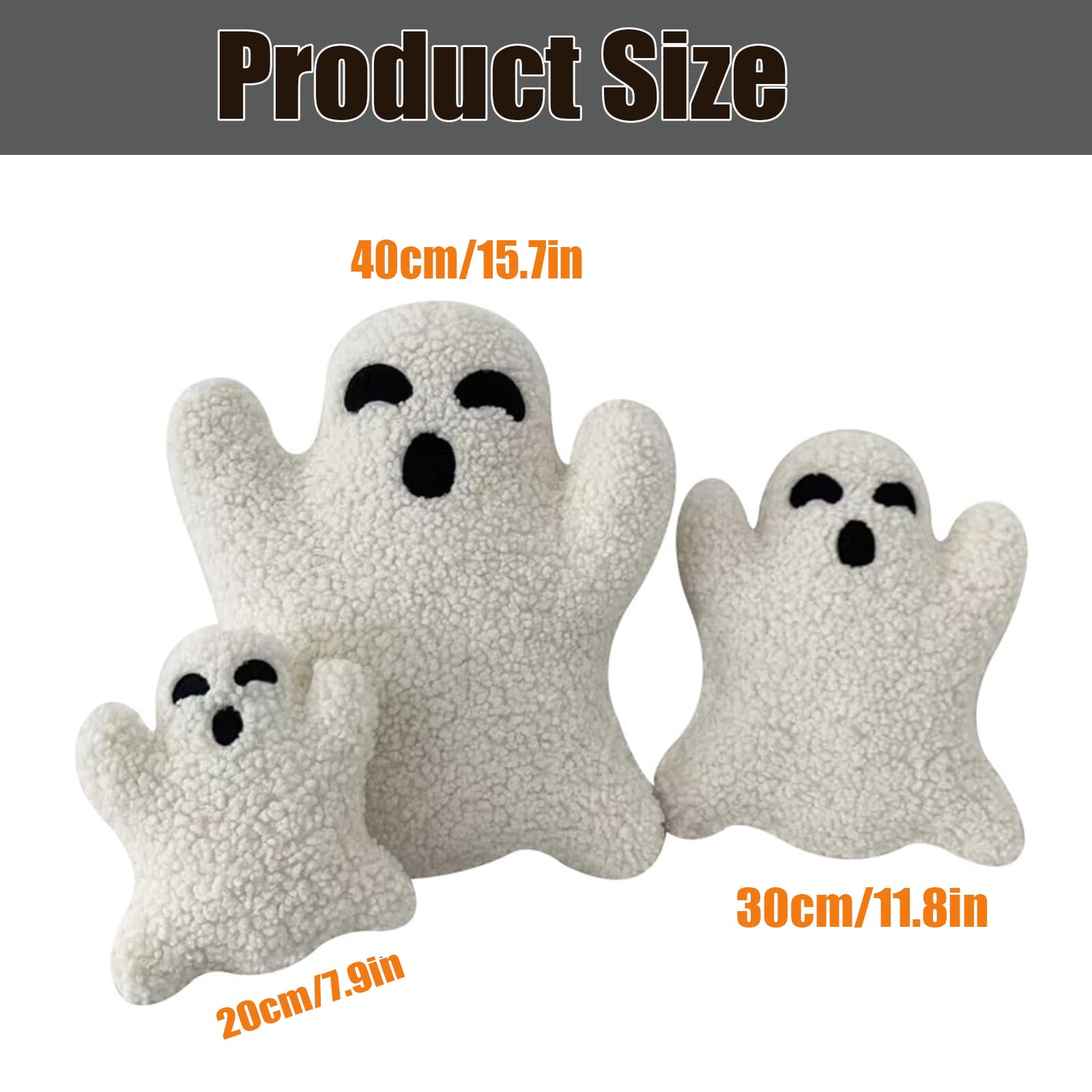 PTAEXCEL Ghost Pillow, Cute Ghost Plush Ghost Shaped Pillow, Ghost Decorative Throw Pillow, Ghost Spooky Pillows, Ghost Stuffed Animal for Sofa Bed Holiday Party Children Gift.