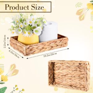 Ziliny 2 Pieces Woven Seagrass Tray Toilet Tank Basket Water Hyacinth Basket for Toilet Paper Storage Bathroom Wicker Basket for Kitchen Organizing