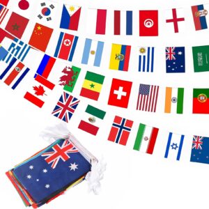 100 countries string flag, 82 ft international flags bunting banner, world flag banner decoration for school, sports events, grand opening, party