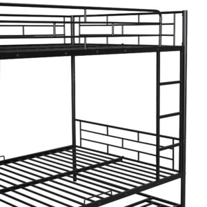 Bellemave Bunk Bed Full Over Full,Kids Bunk Bed,Metal Bunk Bed with Shelf and Guardrails,Full bunk beds for Kids, Teens & Adults（Black）