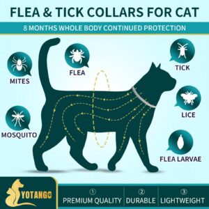 4 Pack Flea Collar for Cats, Cat Flea and Tick Collar 8 Months Cat Flea Collar Treatment Prevention, Adjustable Waterproof Cat Flea Collar Kitten Natural Tick and Flea Collar for Cat 4 Color