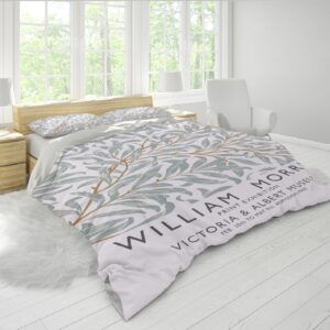 RIVINE William Morris Style Duvet Cover Set 3 Pieces Abstract Tropical Plant Leaves Soft Breathable Bedding for Bedroom with 2 Pillow Shams King