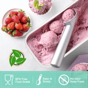 Walfos Ice Cream Containers for Homemade Ice Cream - 1.6 Quart & 8 oz. Set, Bonus Sealing Bands Keeping Silicone Lids Airtight, Reusable Ice Cream Tubs, Stackable Freezer Storage Container - Green