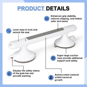 Grab Bars for Shower(2 Pack), Shower Handle for Bathroom, Suction Cup Grab Bars with Indicators, Shower Handles for Elderly, Handicap Grab Bars for Senior, Tool Free & No Drill Balance Bar for Bathtub