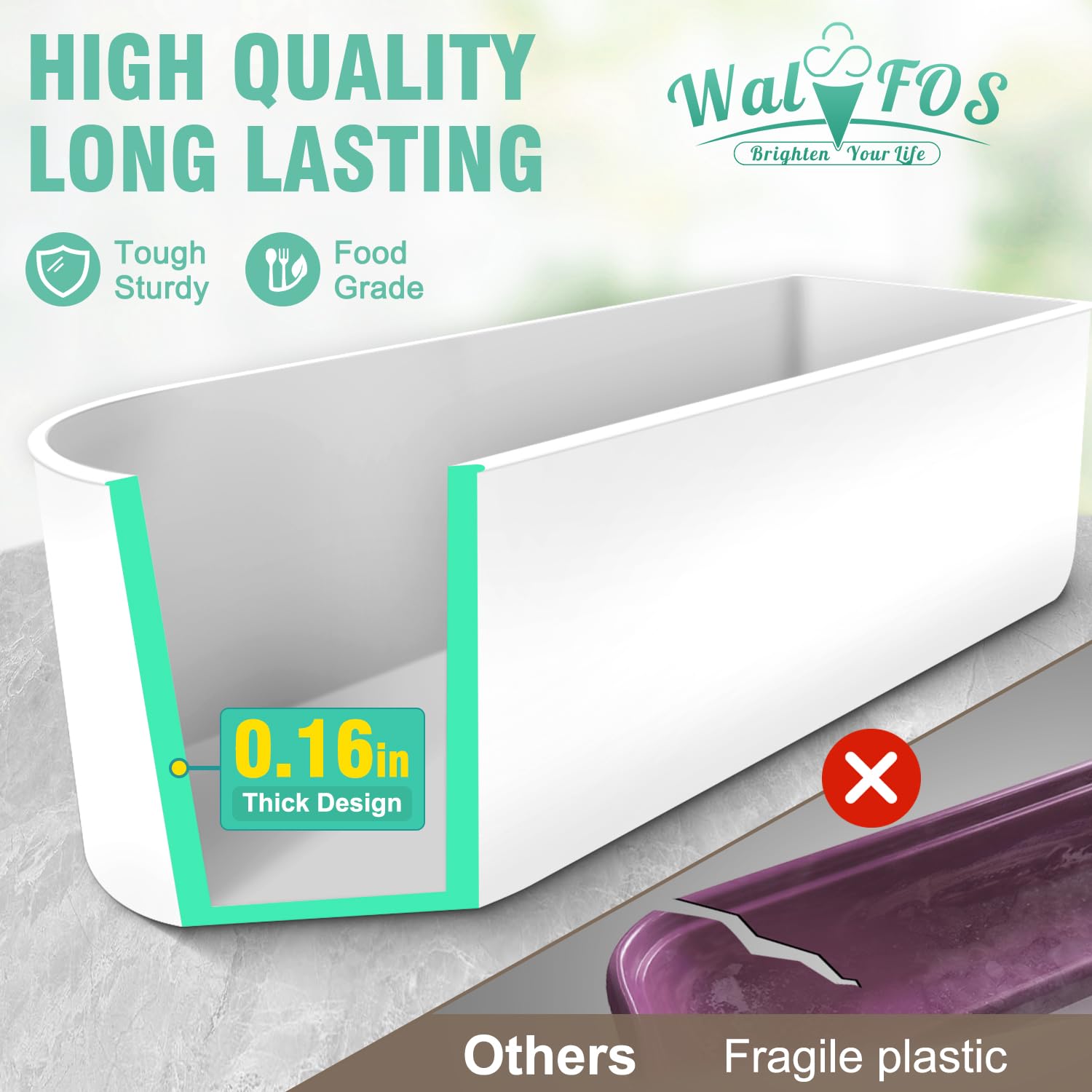 Walfos Ice Cream Containers for Homemade Ice Cream - 1.6 Quart & 8 oz. Set, Bonus Sealing Bands Keeping Silicone Lids Airtight, Reusable Ice Cream Tubs, Stackable Freezer Storage Container - Green