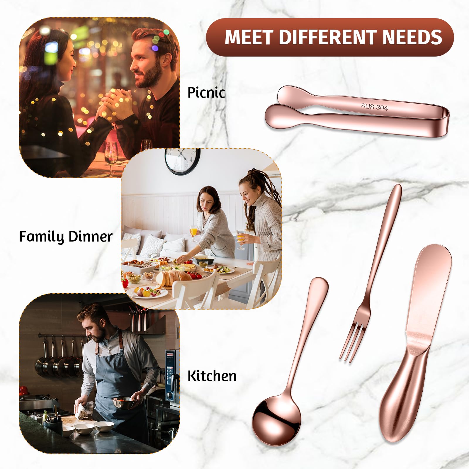 14 Pieces Charcuterie Board Accessories Cheese Spreader Knives Set Stainless Steel Charcuterie Utensils Spreader Knives Mini Serving Tongs Spoons and Forks for Cheese and Pastry Making (Rose Gold)