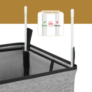 SOLEDI Collapsible Laundry Baskets, 2-Pack 50L (13 Gal) Collapsible Laundry Tote with Extended Easy Carry Handle, Sturdy Iron Wire Frame, Freestanding Clothes Basket for Bathroom, Bedroom, Dorm. Grey