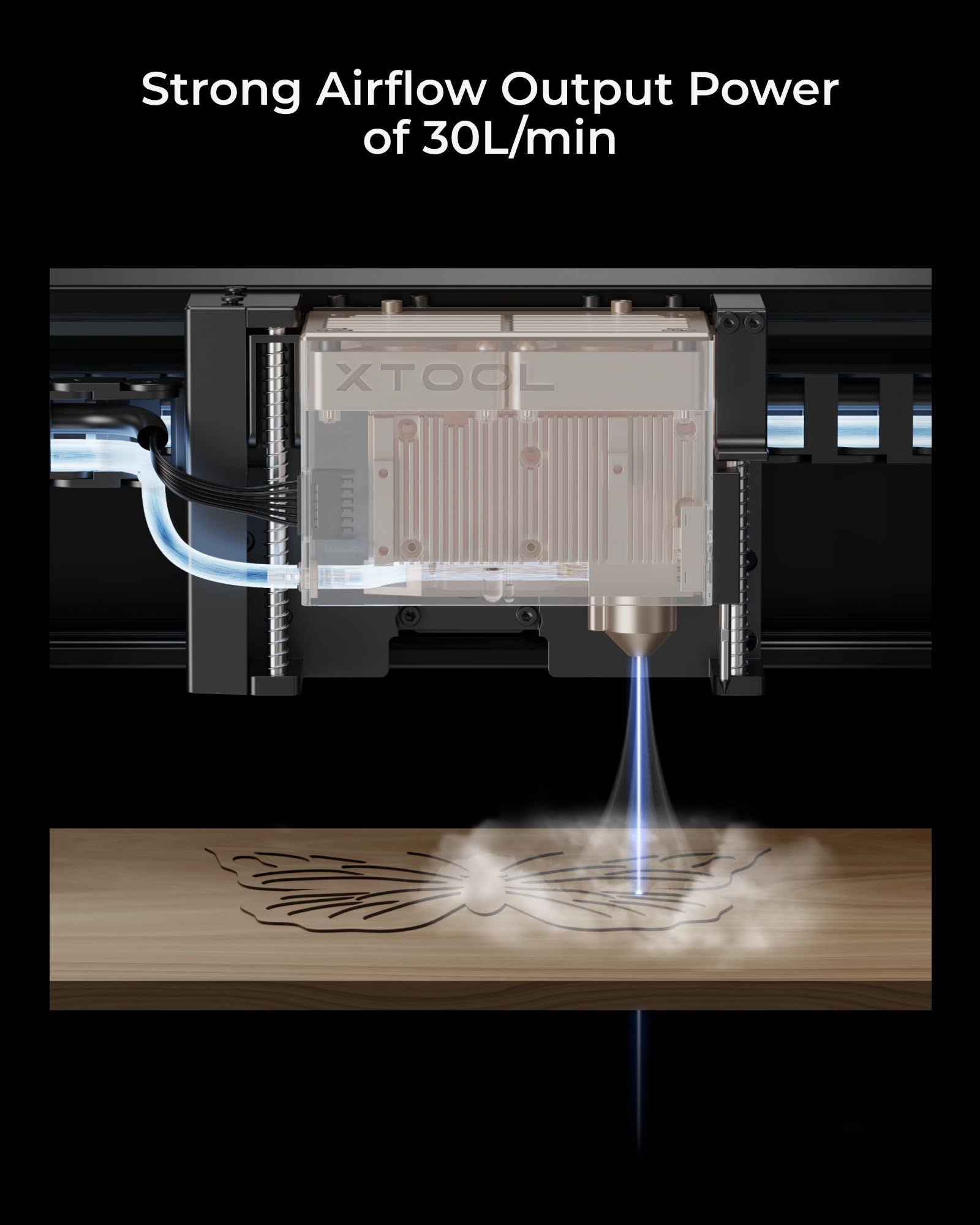 xTool Air Assist for S1 and M1 Ultra, 30L/min Air Output for Laser Air Assist compatible with xTool S1 and M1 Ultra, Auto Control Air Assist and Air Pump for Wood Cutter and Metal Engraver