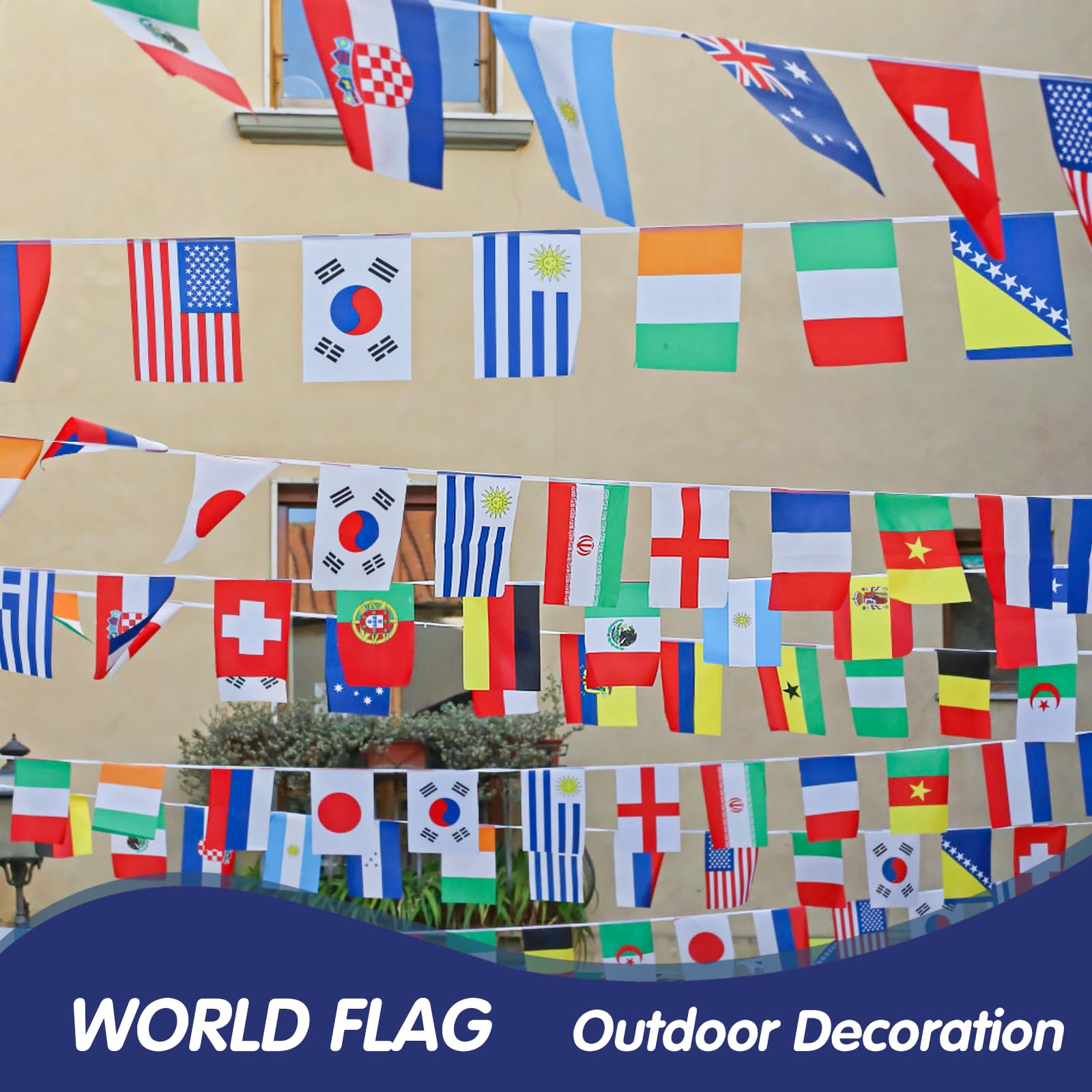 100 Countries String Flag, 82 ft International Flags Bunting Banner, World Flag Banner Decoration for School, Sports Events, Grand Opening, Party