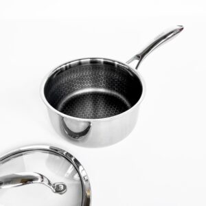 cooksy 1.5 quart hexagon surface hybrid stainless steel saucepan with lid