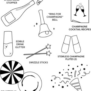 Pinch Provisions Champagne Kit, 11 Bartending & Mixology Essentials, Including Edible Glitter, Champagne Flutes, Bottle Stopper, Pre-Wrapped Bow Box, Perfect for Graduation's, Dinner Parties, or