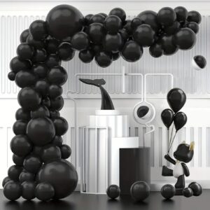 140pcs balloon arch kit, black balloons of different sizes pack of 18 12 10 5 inch party balloon kit for birthday party or balloon arch as graduation wedding baby shower anniversary party