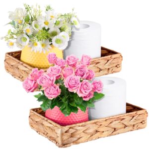 ziliny 2 pieces woven seagrass tray toilet tank basket water hyacinth basket for toilet paper storage bathroom wicker basket for kitchen organizing