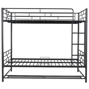 Bellemave Bunk Bed Full Over Full,Kids Bunk Bed,Metal Bunk Bed with Shelf and Guardrails,Full bunk beds for Kids, Teens & Adults（Black）